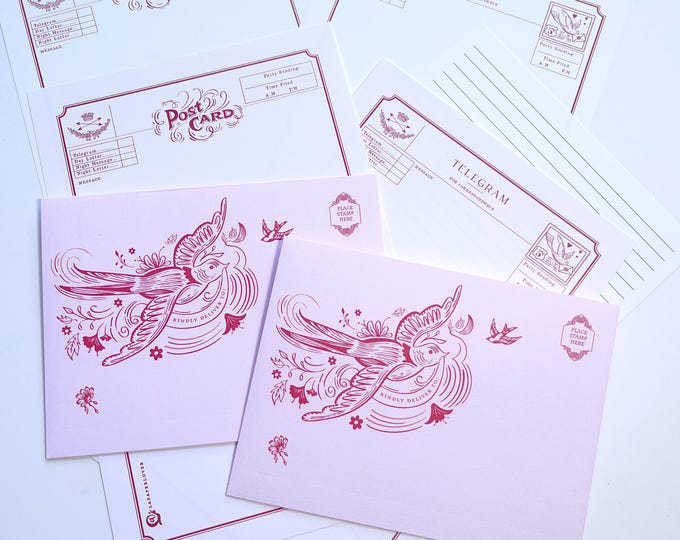 Dove Bird Stationery Set With Postcard Telegram Writing Sheets W ...