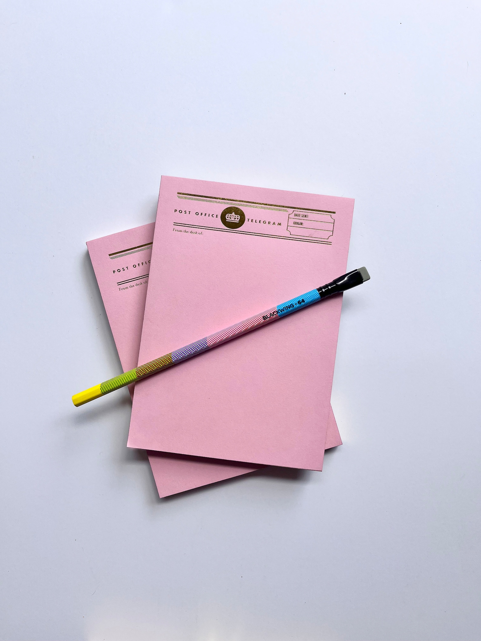 Pink Notepad With Telegram Motif Gold Edges 70 Sheets Each One Gold ...