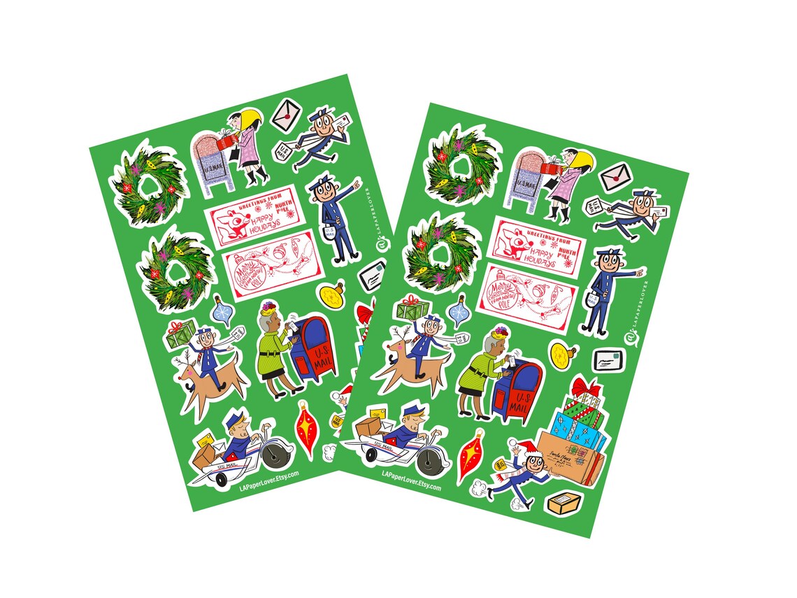 Christmas Holiday Stickers Mr Zip A6 Sheet Perfect Snail Mail Pen Pal ...
