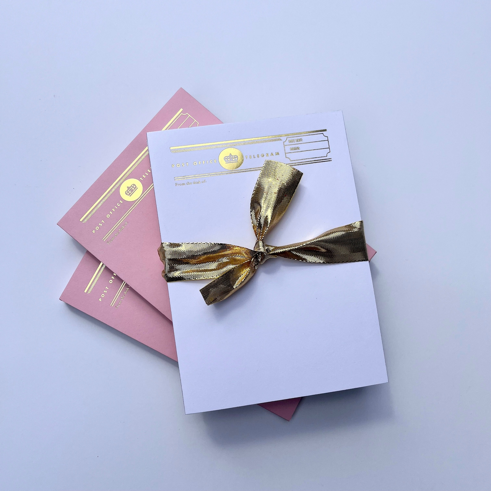 Pink Notepad With Telegram Motif Gold Edges 70 Sheets Each One Gold ...