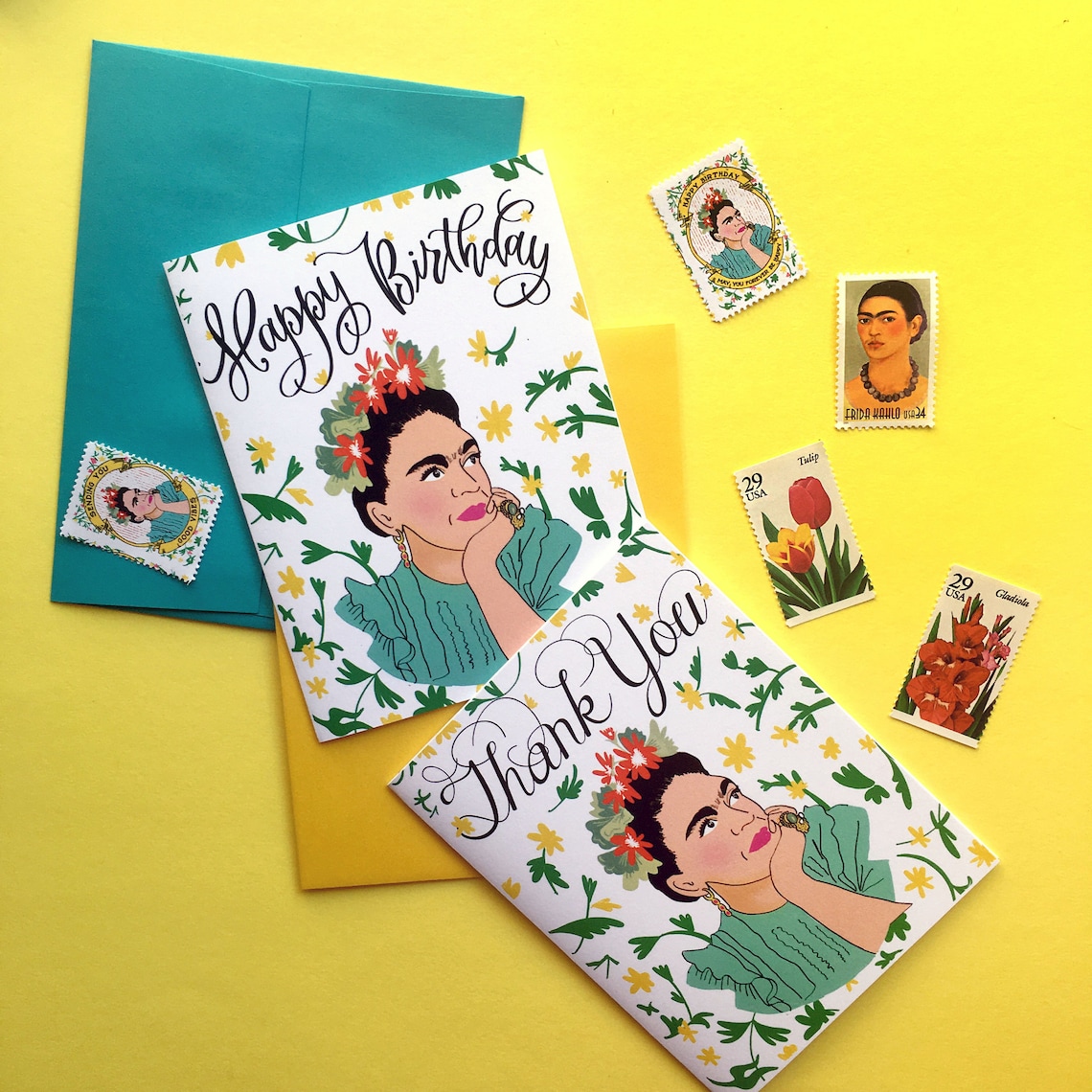 Frida Kahlo Happy Birthday Flowery Greeting Card for Her - Etsy