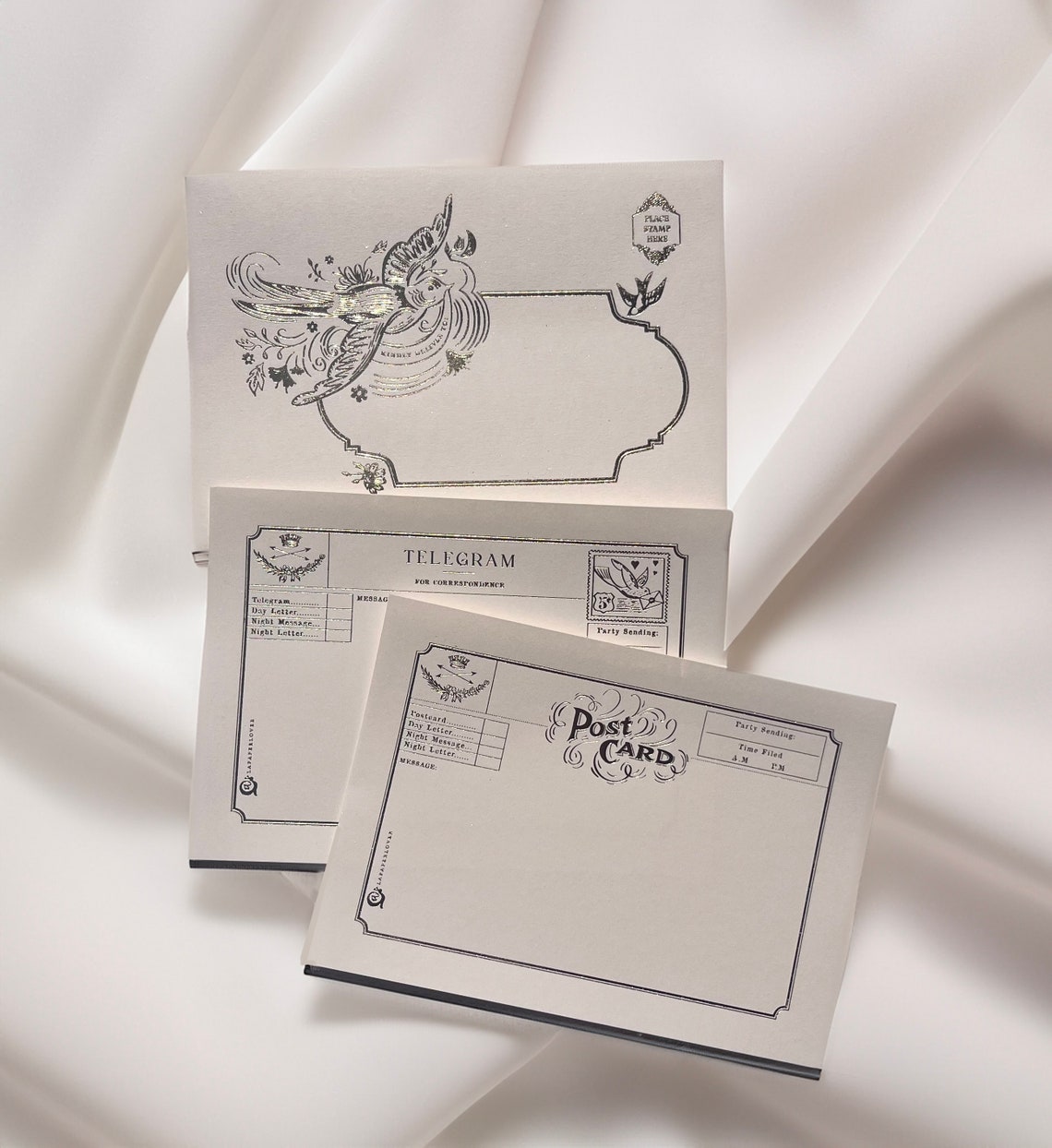 Beautiful Vintage Themed Envelope Postcard & Telegram Sheets Gorgeous ...