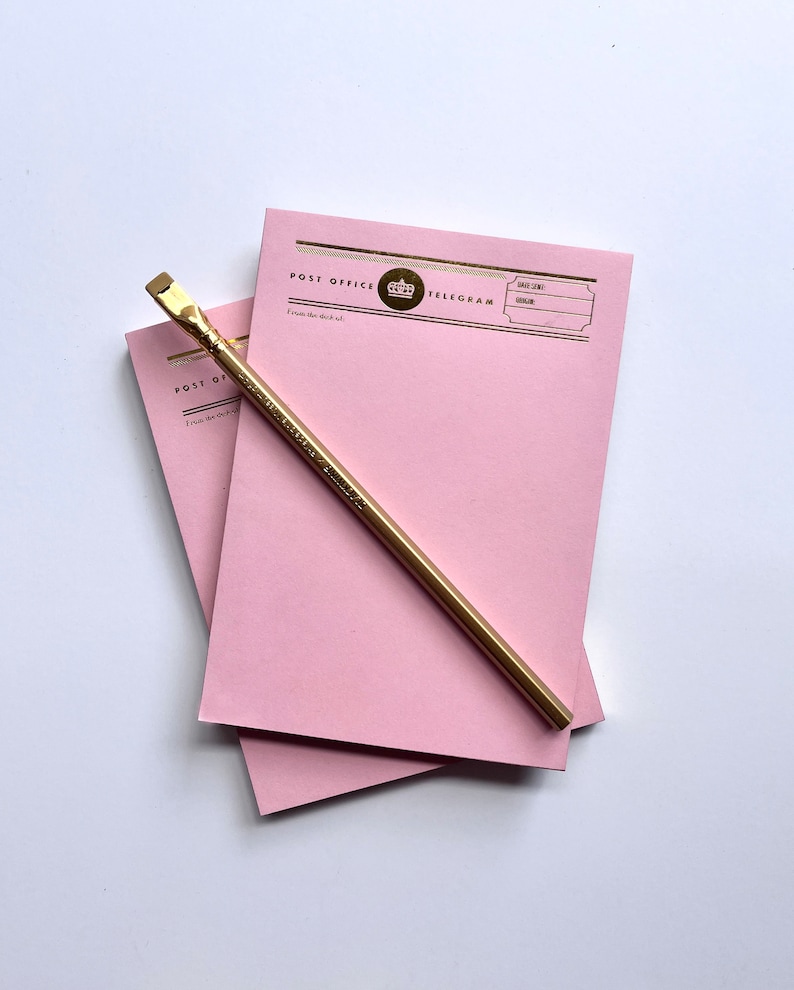 Pink Notepad With Telegram Motif Gold Edges 70 Sheets Each One Gold ...