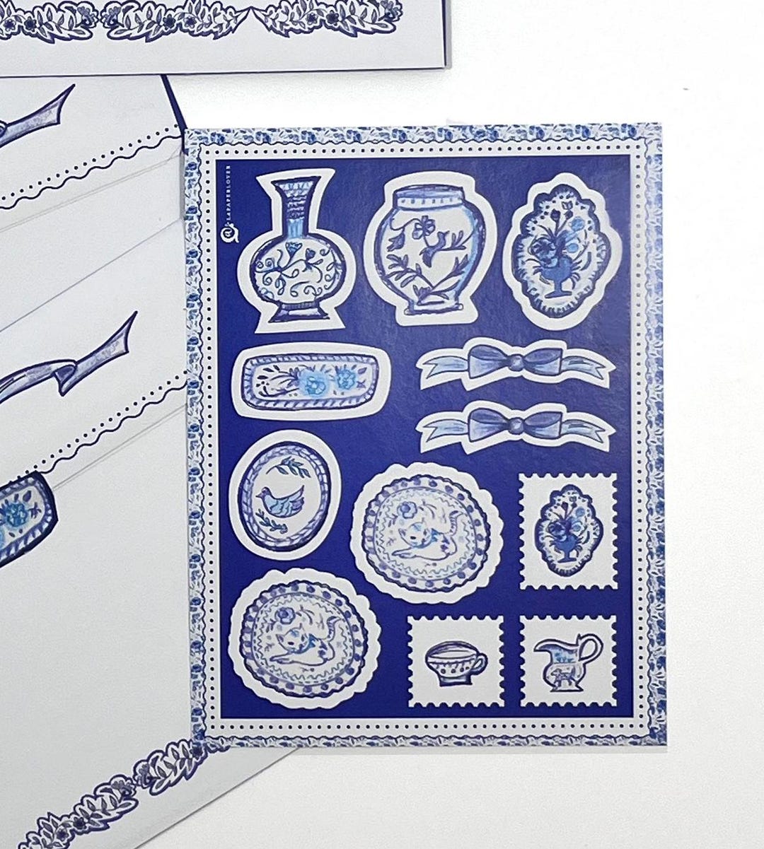Blue Delft Sticker A6 Sheet Perfect for Snail Mail Pen Pal Gift Bujo ...
