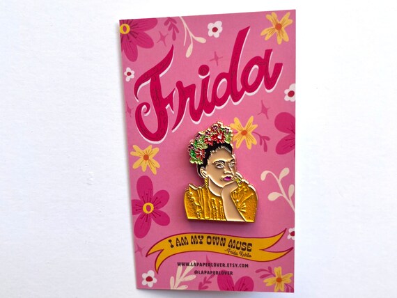 Feminist Pin Frida Kahlo Glittery Hard Enamel Lapel Pin Frida - Etsy