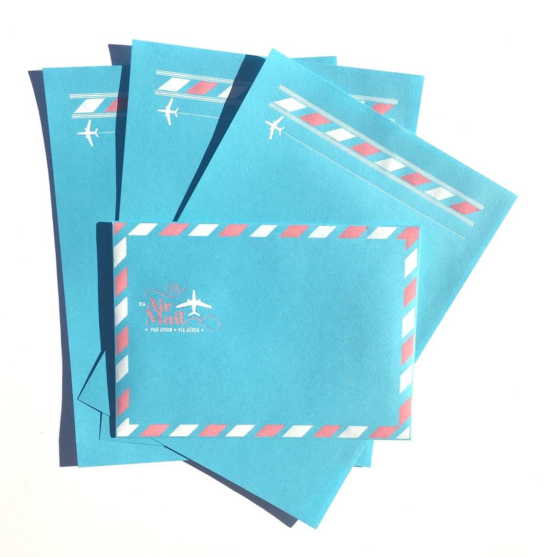 Air Mail Blue Envelopes Silkscreened Hand Made Perfect for | Etsy