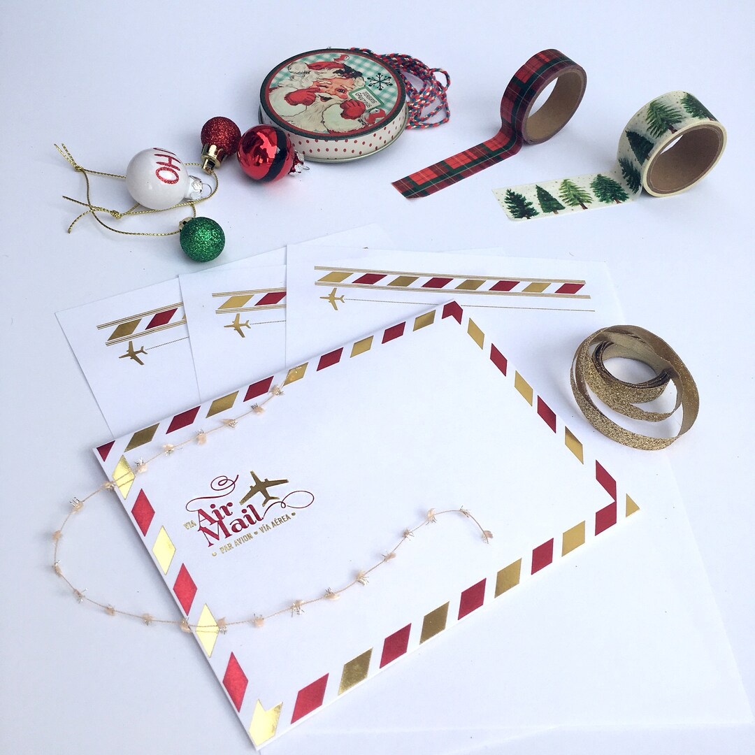 Gold and Red Airmail Christmas Stationery Kit • Most Beautiful ...