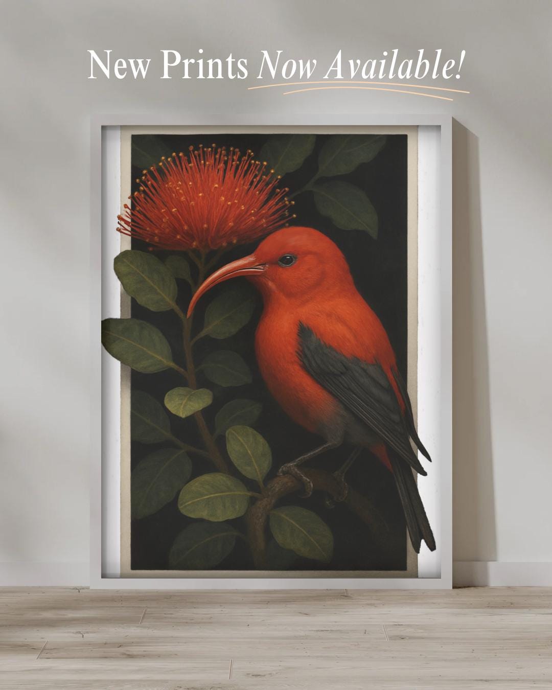 Hawaiian Ohi’a Lehua and ‘i’iwi Hand Drawn Print Instant Download - Etsy