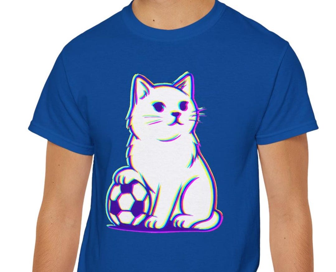 Trippy Neon Cat Football Shirt - Psychedelic Football Fan T Shirt ...