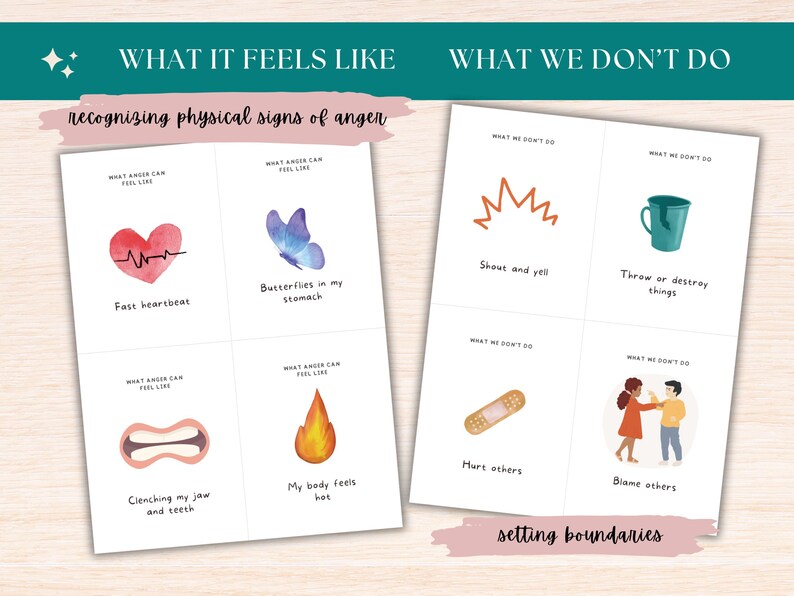 Anger Coping Skills Flashcards for Kids, Printable Emotional Regulation ...