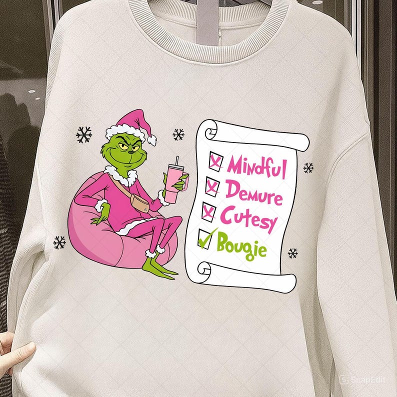 Mindful Demure Cutesy Bougie Png, Funny Grinch Png, Sarcastic Christmas ...