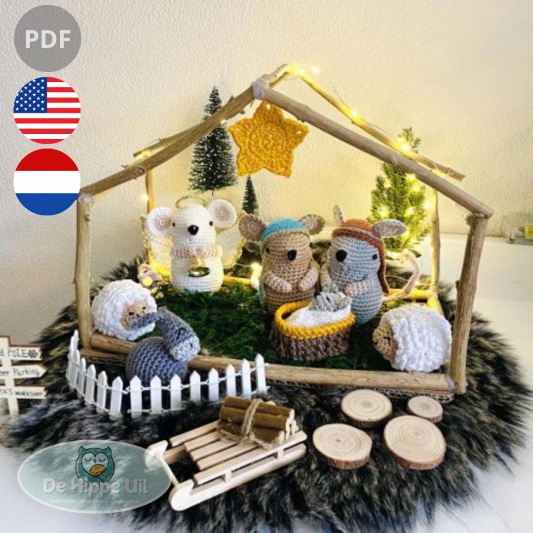Crochet Pattern Mouse Nativity Set With Stable (mary, Joseph, Jesus ...