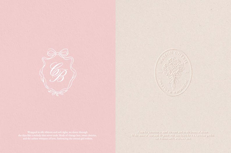 Premade Coquette Logo Bundle: 24 Pink Elegant Logos, Bow & Ribbon ...
