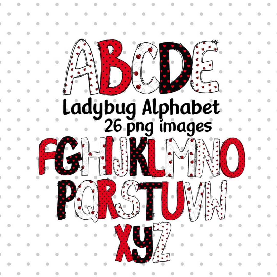 Ladybug Alphabet Png Clipart Doodle Printable Digital - Etsy