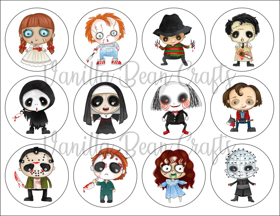 Cute Horror Movie Characters 2.5 Inch Images Collage Digital Car ...