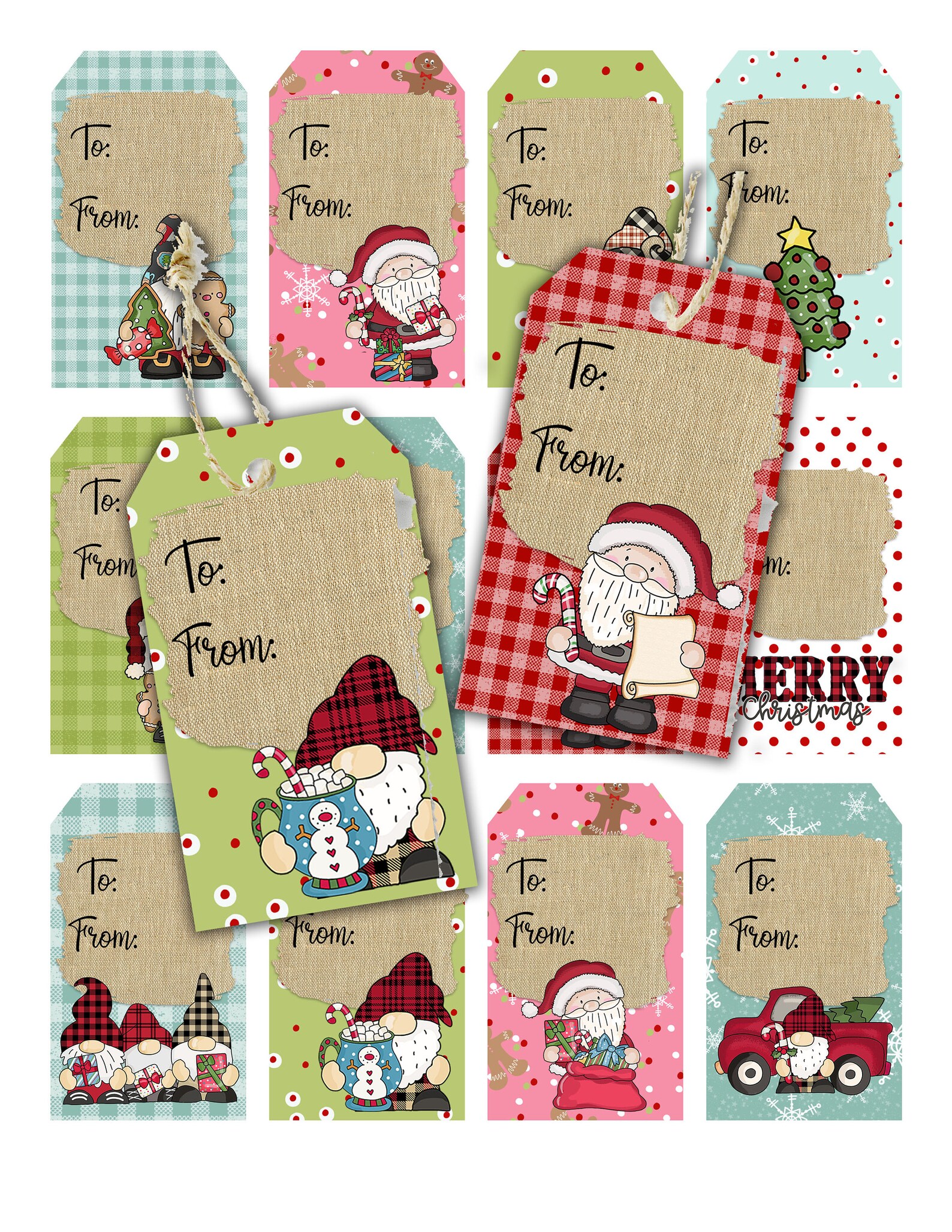 Santa Christmas Gift Tags Png Print and Cut Sublimation Junk - Etsy