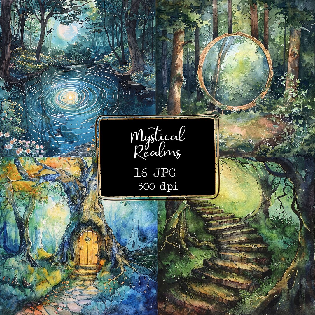 Mystical Realm Portal Forest Fairy Digital Paper Jpg Printable 12x12 ...