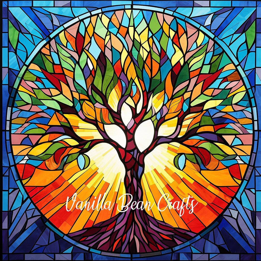 Tree of Life Stained Glass Tumbler Image Card Sublimation Png Jpg - Etsy