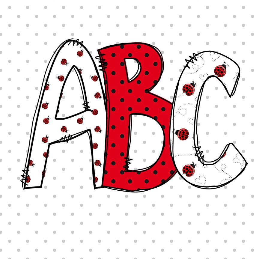 Ladybug Alphabet Png Clipart Doodle Printable Digital - Etsy