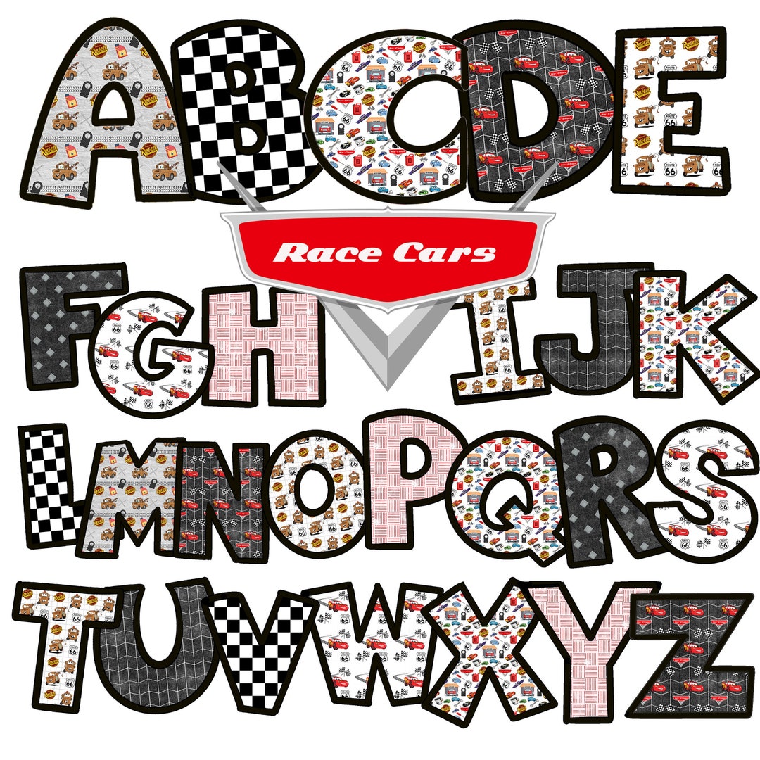 Race Cars Alfabeto png clipart doodle sublimación imprimible - Etsy España
