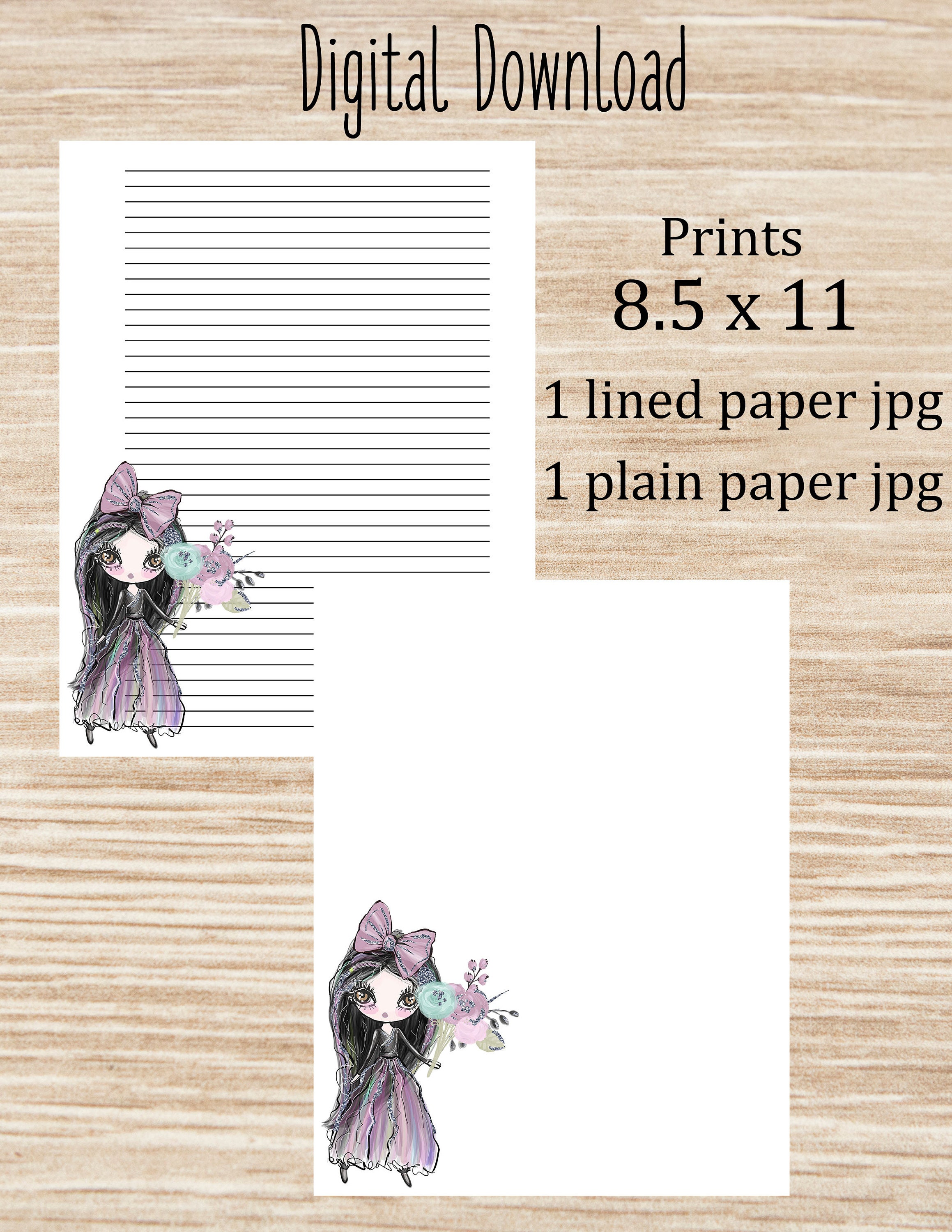 Goth Girl Printable Writing Paper 8.5x11 papelería de revistas - Etsy ...