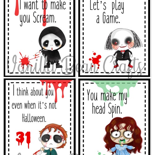 Horror Icons Scary Movies Horror Valentine Cards Printable - Etsy