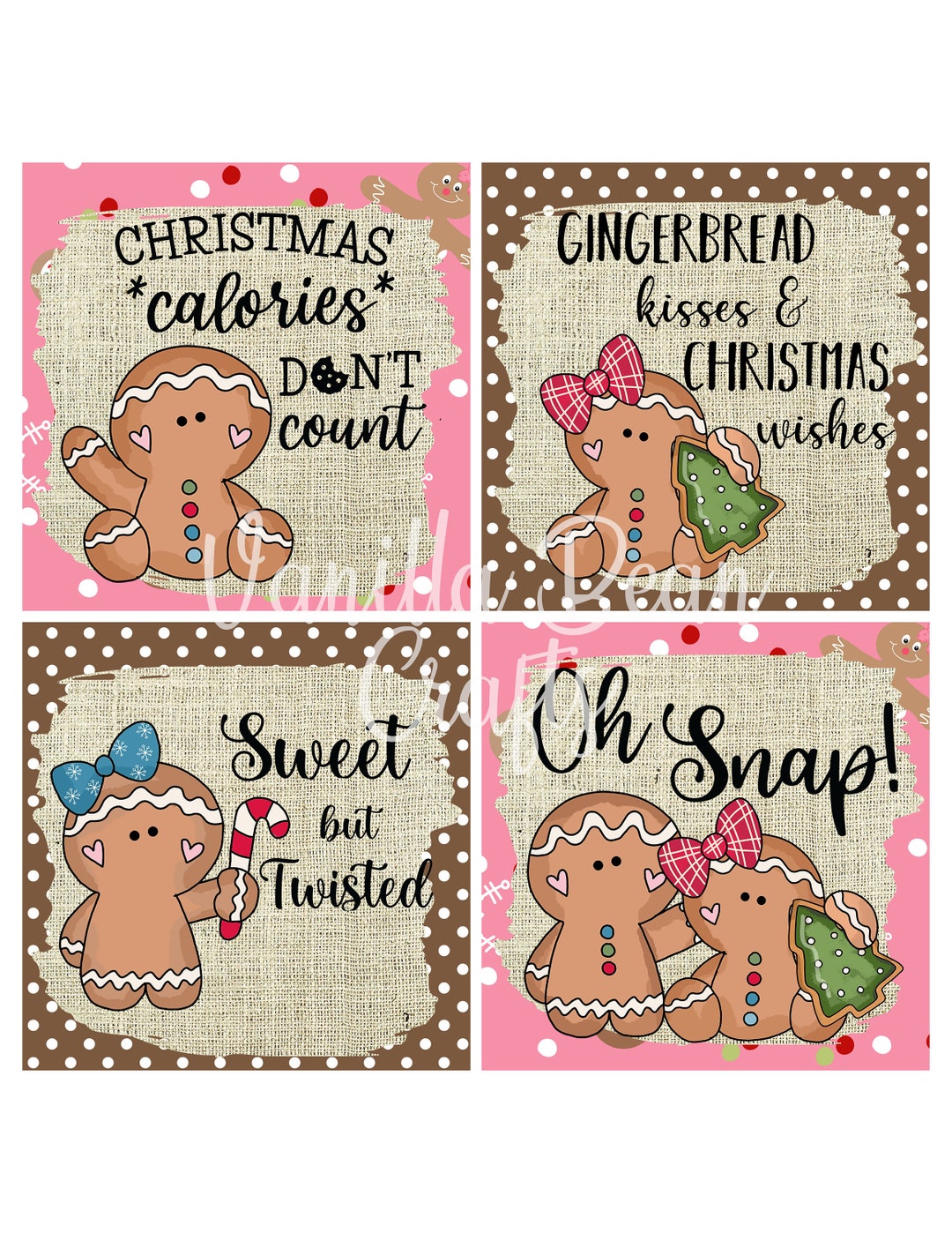 Gingerbread Man Cookie Christmas 4x4 4 Inch Square Images Coaster Tag ...