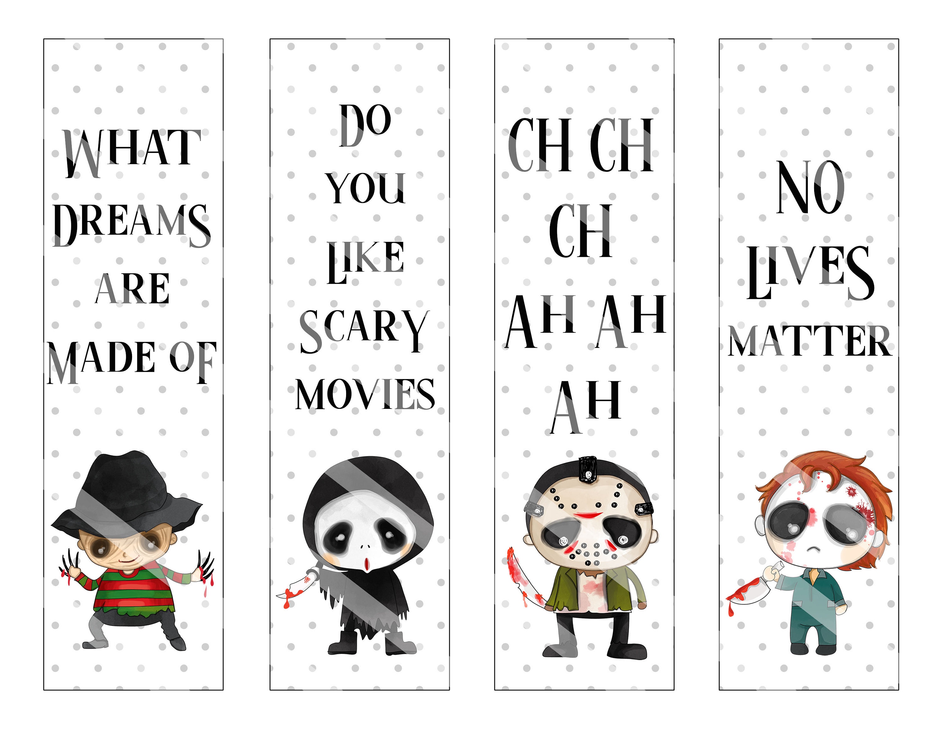 80s Horror Movies Printable Bookmarks 2x7.5 Instant Download | Etsy