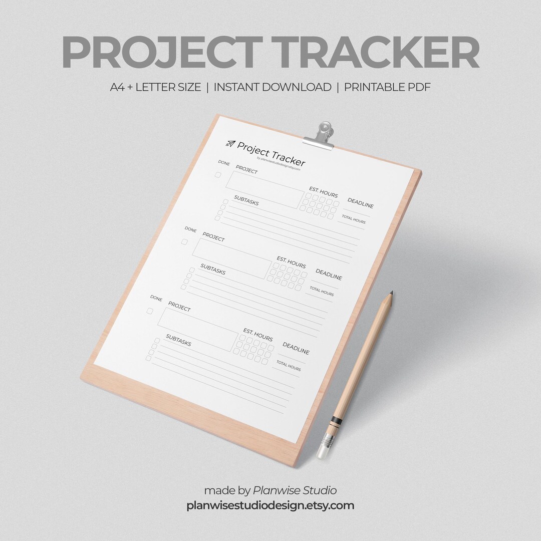 Detailed Project Tracker Printable | V. 3 | Subtasks & Time Estimate ...