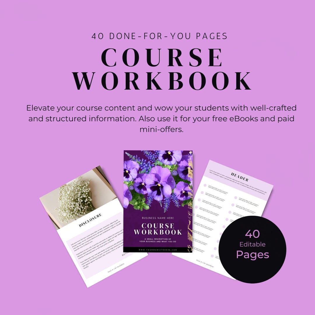 Editable Canva Workbook Template - Purple - Lead Magnet Template ...