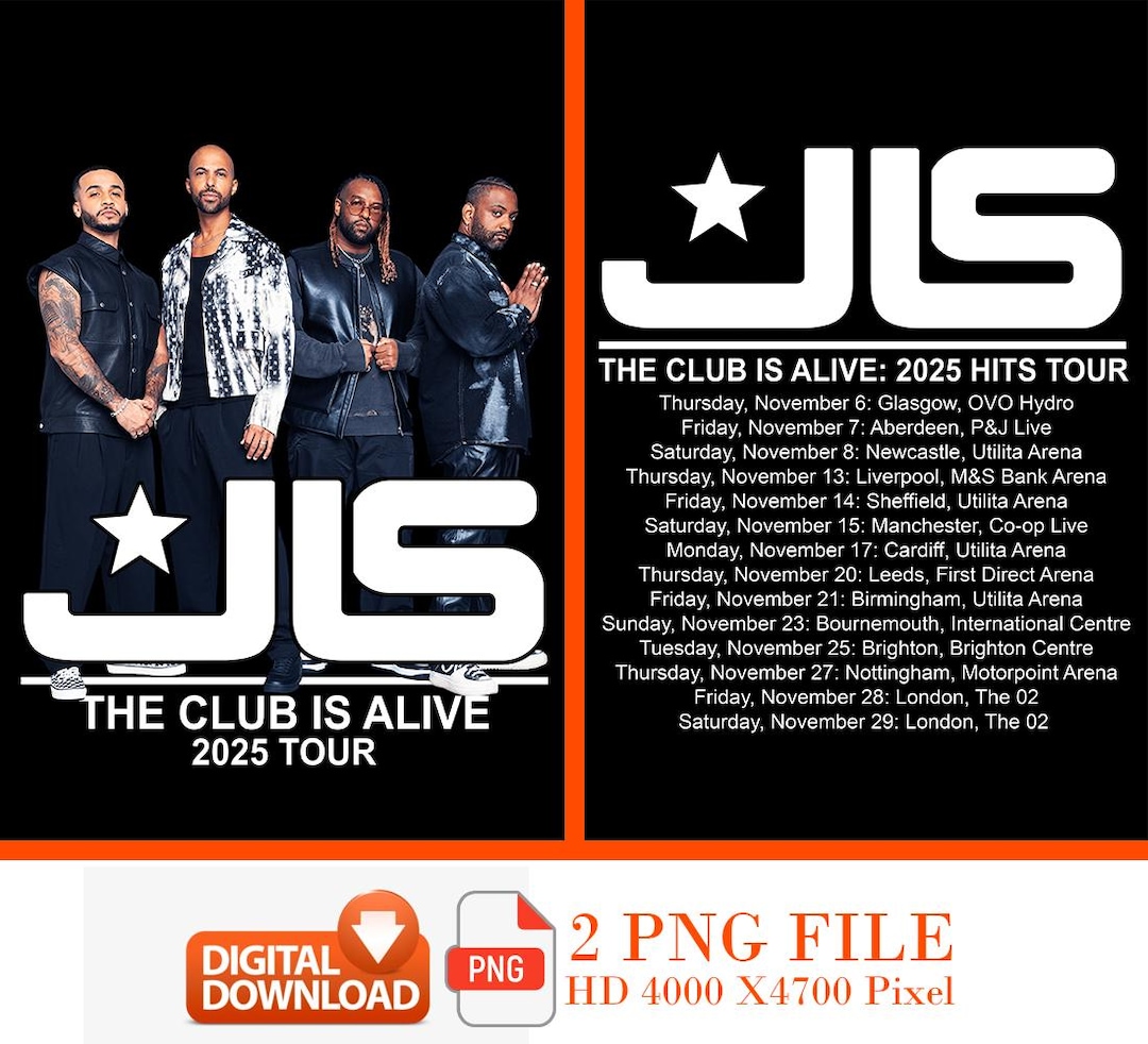 JLS PNG File, Tour Concert 2025 Front and Back Design T-shirt, Pop Fan Digital File, Ready Print ...