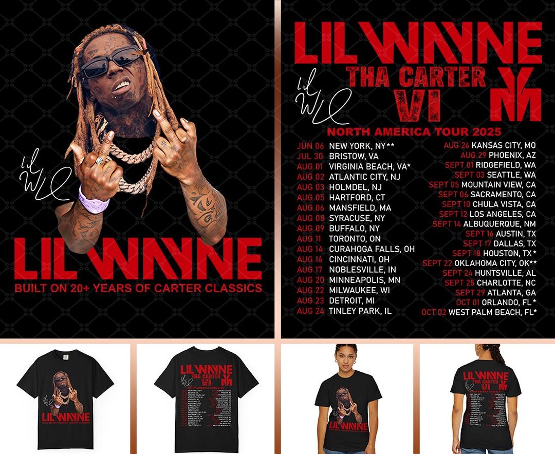 Lil WAYNE Tour 2025 North America Tour PNG File, Lil Wayne Middle ...