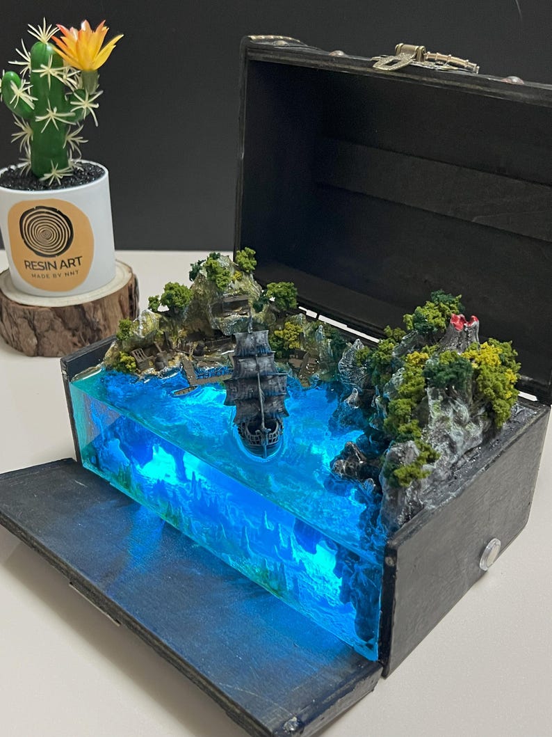 Black Pearl Pirate Ship Diorama – LED Resin Light Box – Pirates of the ...