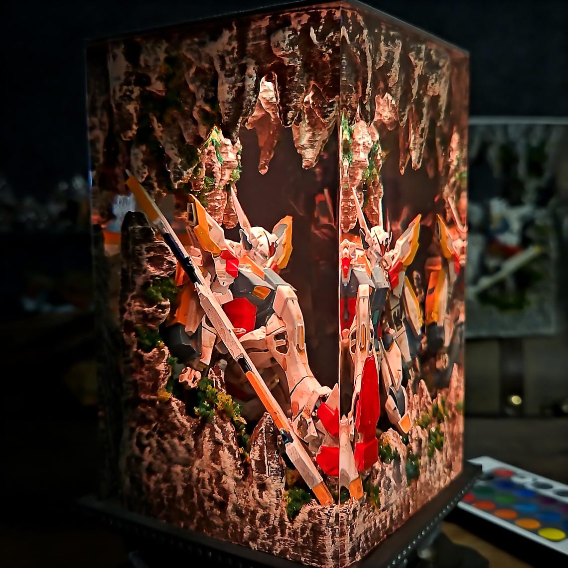 Gundam Resin Diorama With LED | Handmade Epoxy Display Case | Anime ...