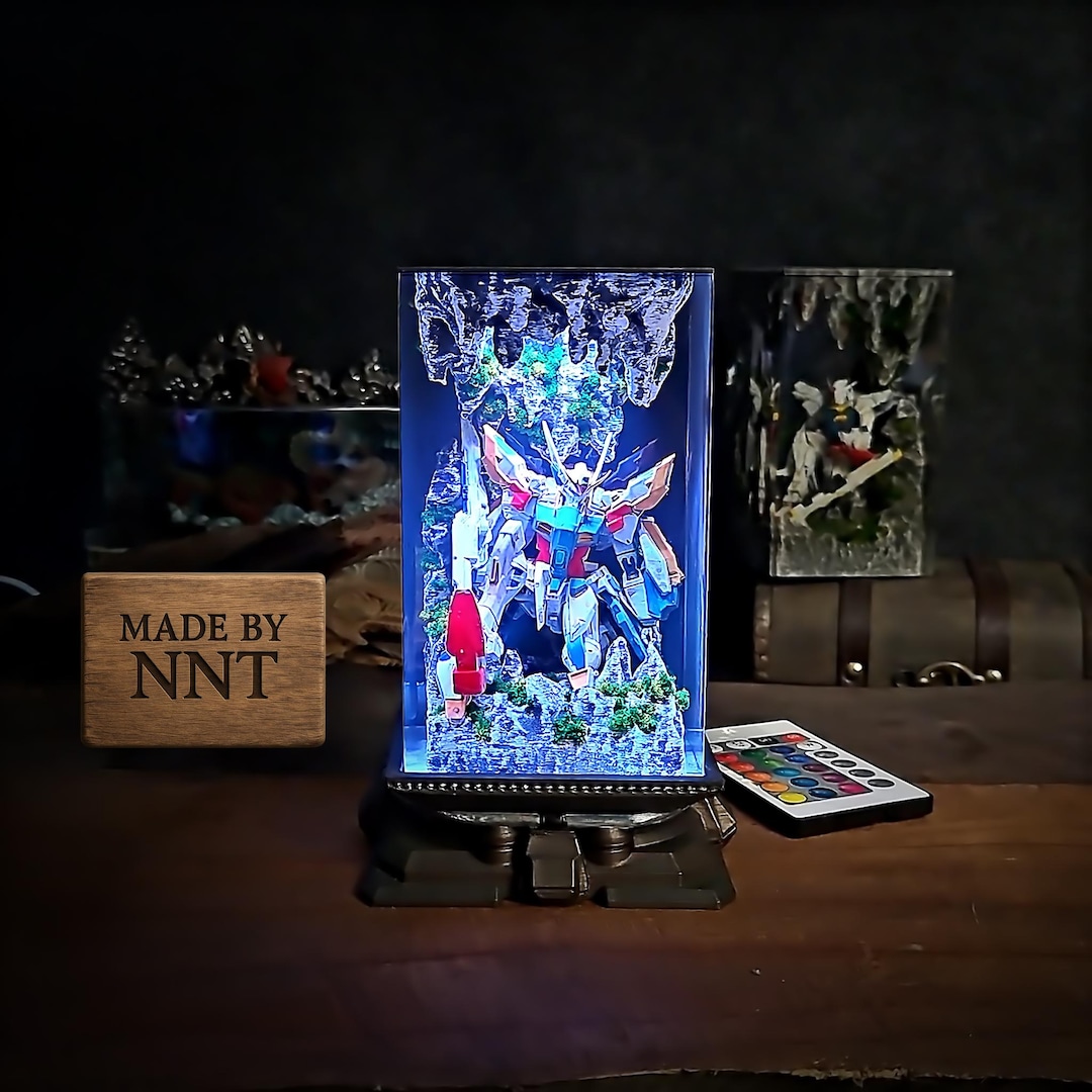 Gundam Resin Diorama With LED | Handmade Epoxy Display Case | Anime ...