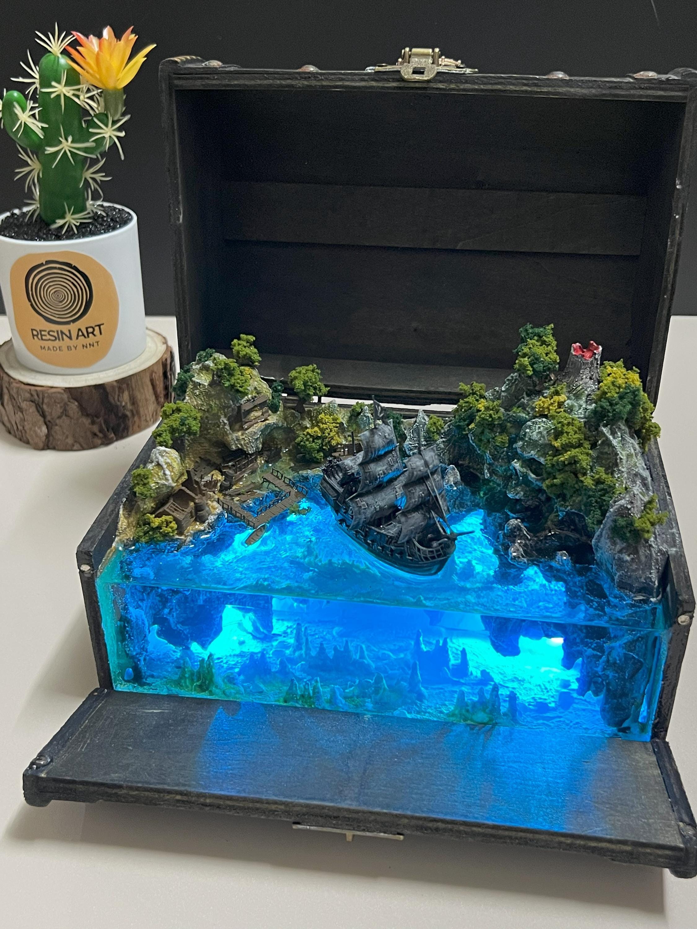 Black Pearl Pirate Ship Diorama – LED Resin Light Box – Pirates of the ...
