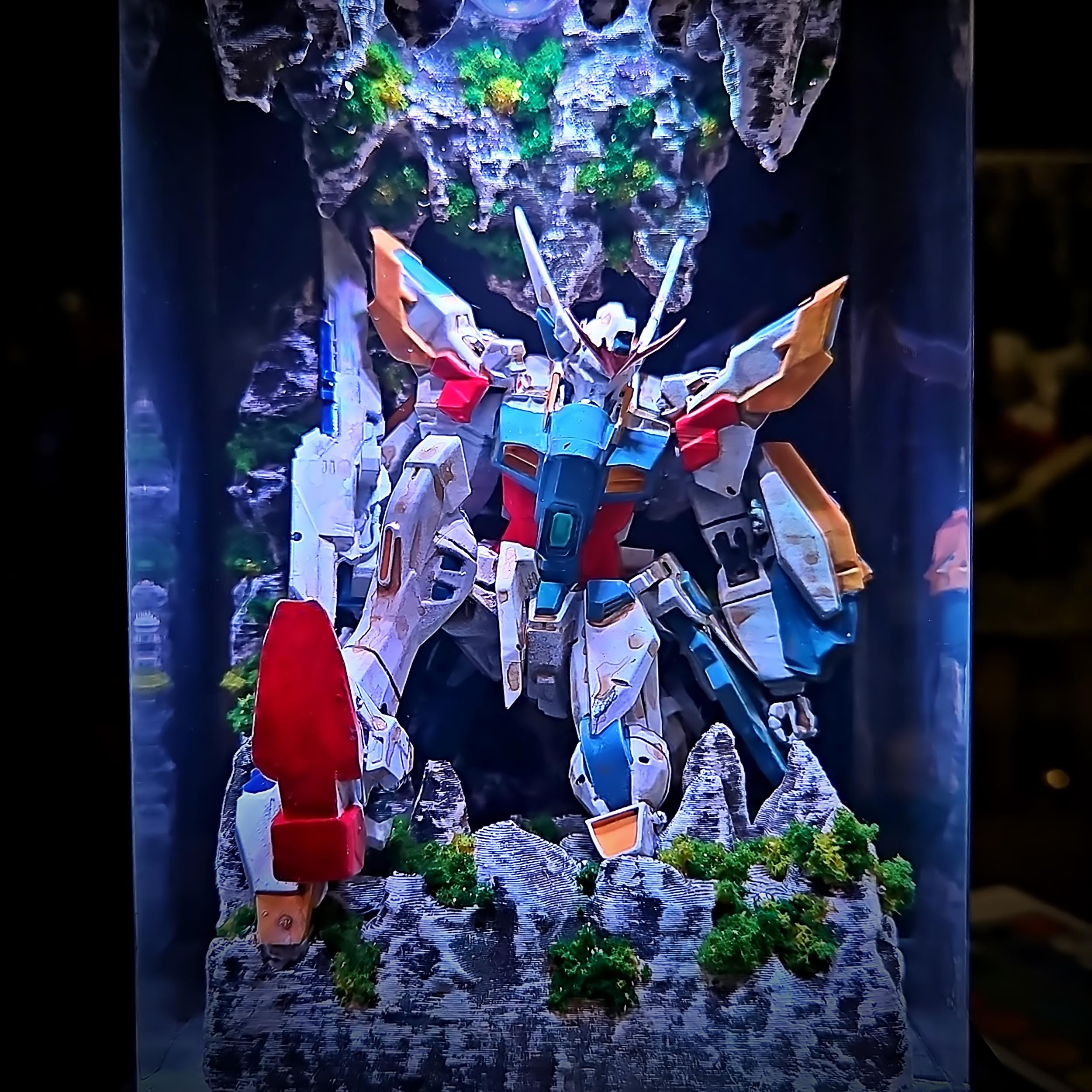 Gundam Resin Diorama With LED | Handmade Epoxy Display Case | Anime ...