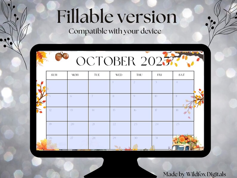 October 2025 Calendar Printable, Cozy Fall Theme, Editable PDF Letter ...