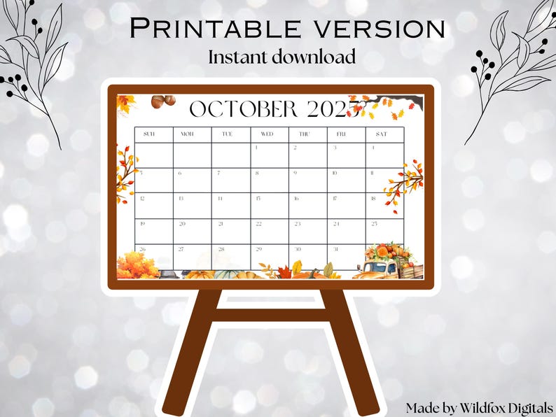 October 2025 Calendar Printable, Cozy Fall Theme, Editable PDF Letter ...