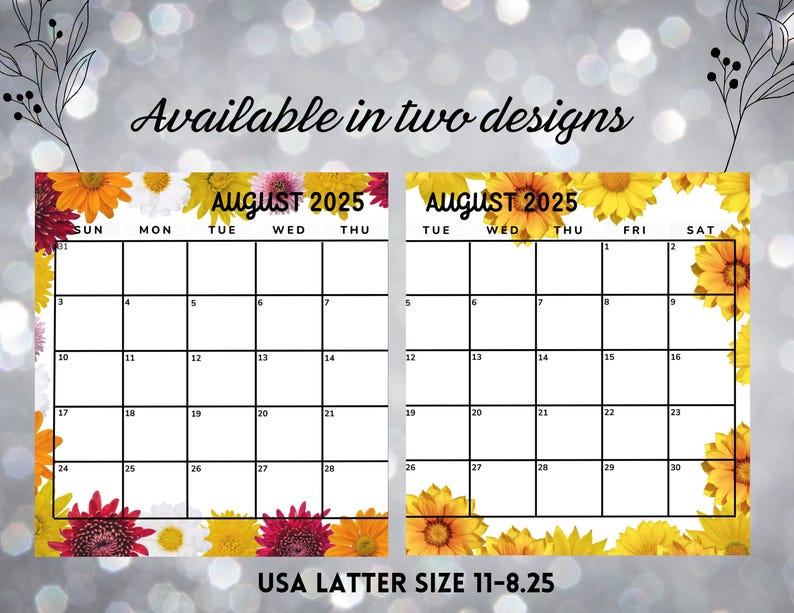August 2025 Calendar, Printable & Editable PDF - Etsy