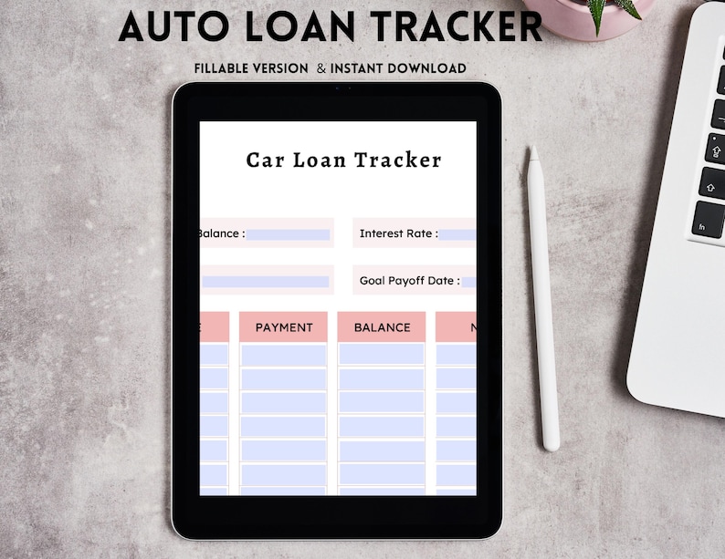 Auto Loan Payment Tracker Printable and Fillable PDF A4 and Letter Size ...