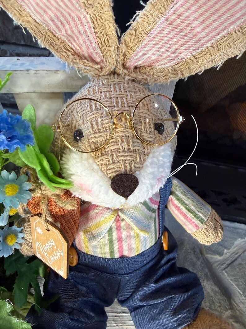 Floral Easter Bunny Bench Centerpiece – Blue Spring Decor - Etsy