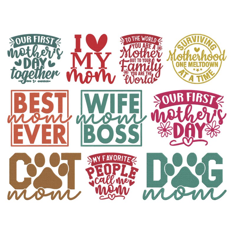 Mother’s Day Machine Embroidery Bundle, Mom Quotes Set, Instant ...