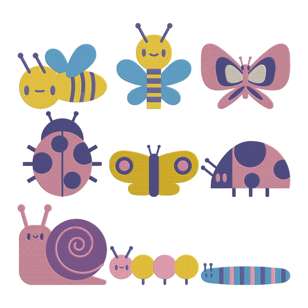 Bug Insect Machine Embroidery Design, Set of 9, Instant Download, - Etsy