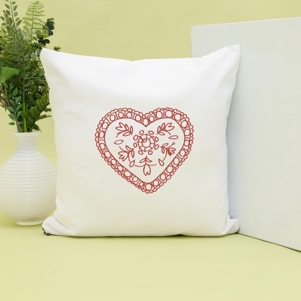 Heart Line Art Embroidery Design, Hand Drawn Folk Heart Machine ...