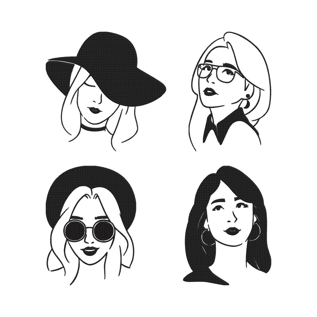 Women Outline Embroidery Design, Women Outline Machine Embroidery File ...