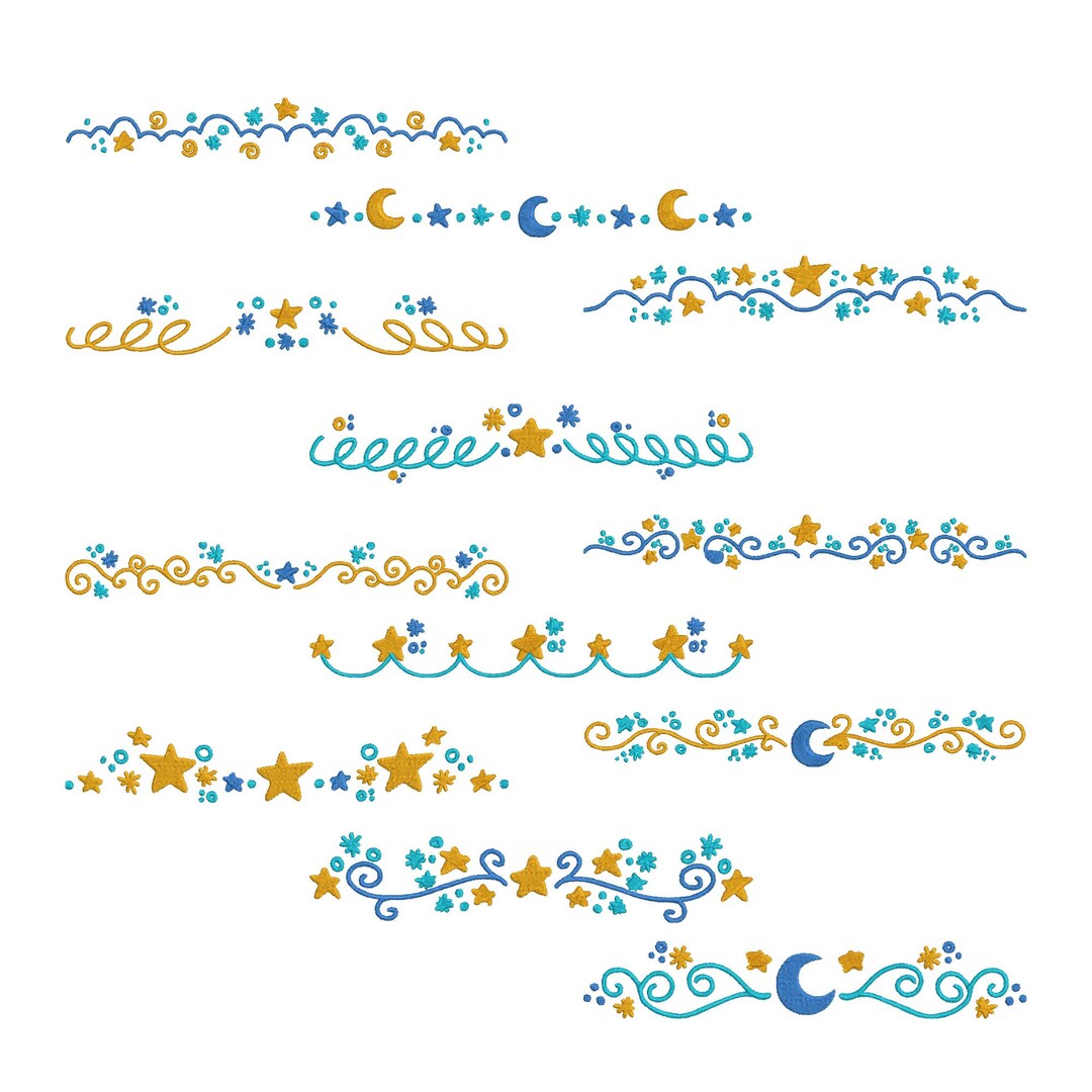 Moon Star Border Embroidery Design, Celestial Divider Border Nursery ...