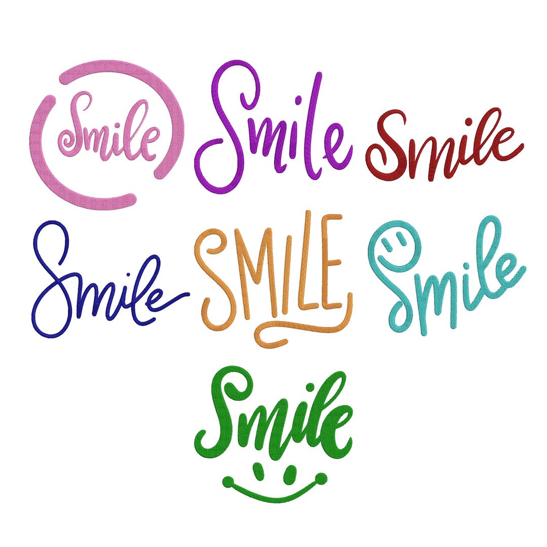 Motivational Smile Quote Machine Embroidery Bundle, Set of 7, Instant ...