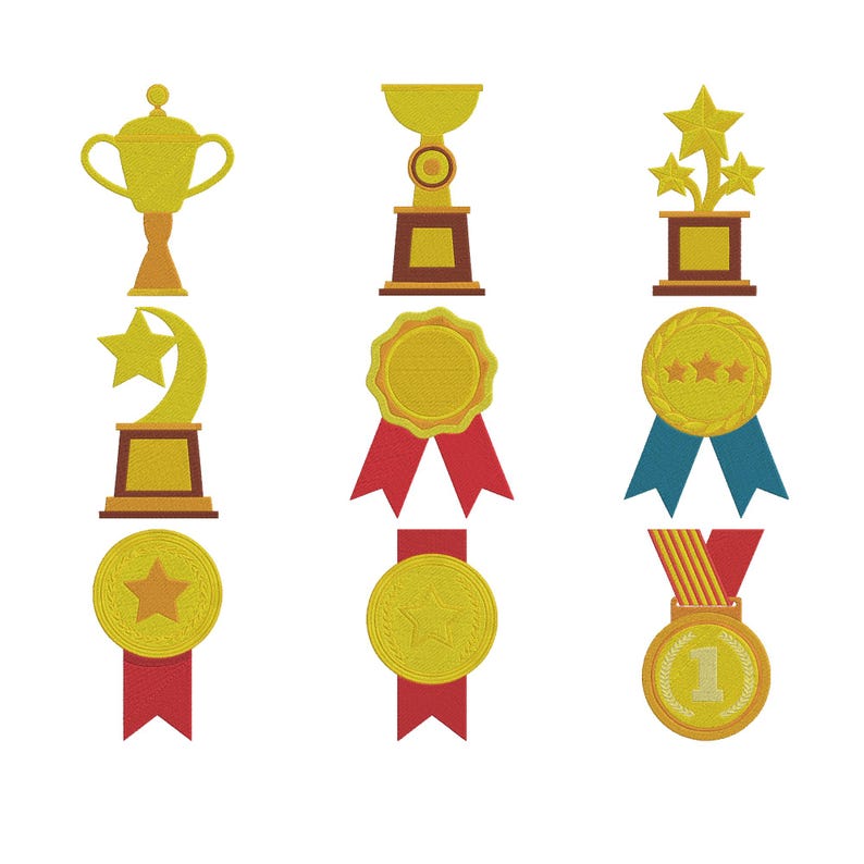 Award Trophy Machine Embroidery Design, Set of 9, Instant Download - Etsy