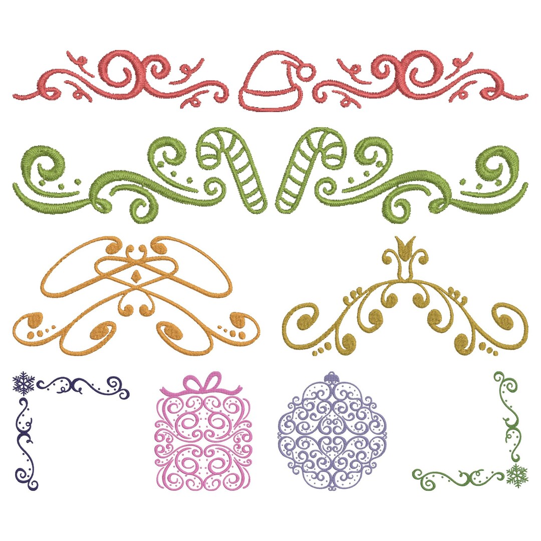 Christmas Border Machine Embroidery Bundle,| Holiday Swirl Frame ...